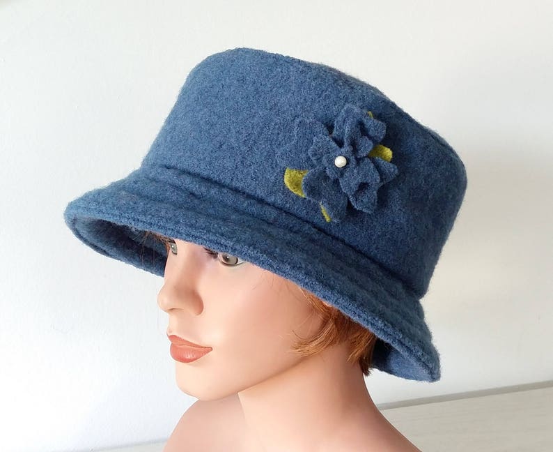 Hut aus Walkstoff Wollhut reine Wolle Krempenhut Winterhut Frauenhut ...