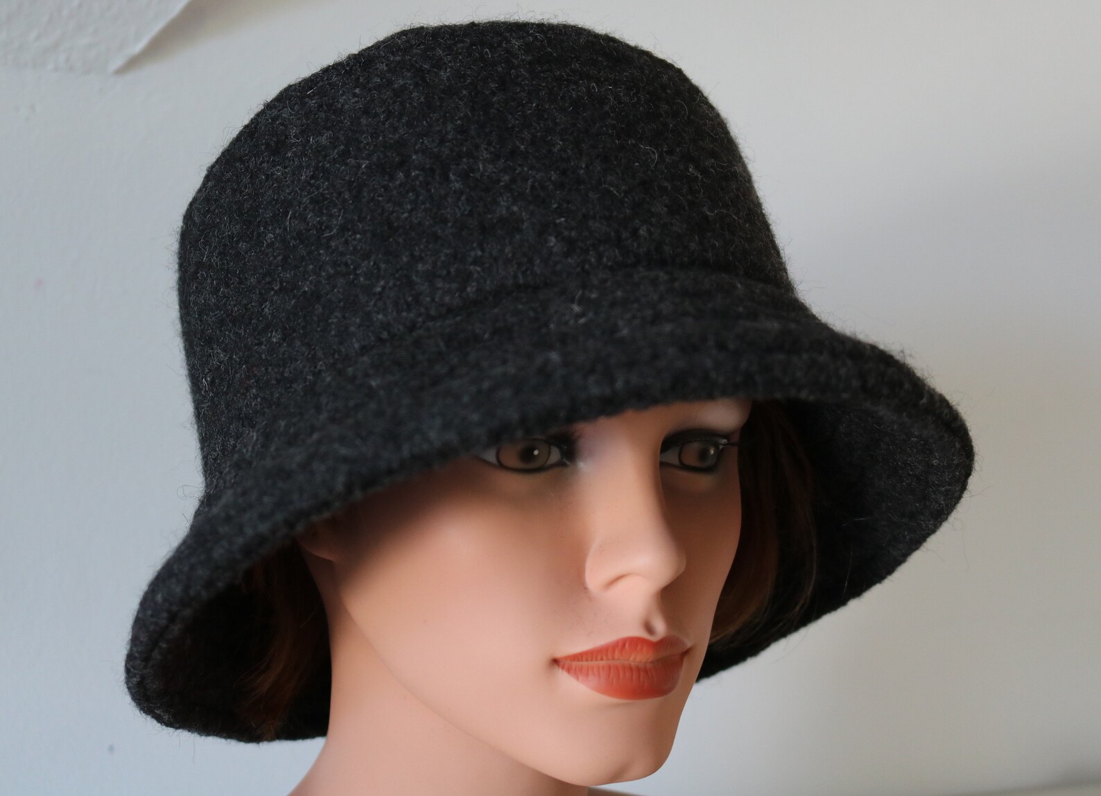 Hut aus Walkstoff, Wollhut, reine Wolle, Krempenhut, Winterhut ...