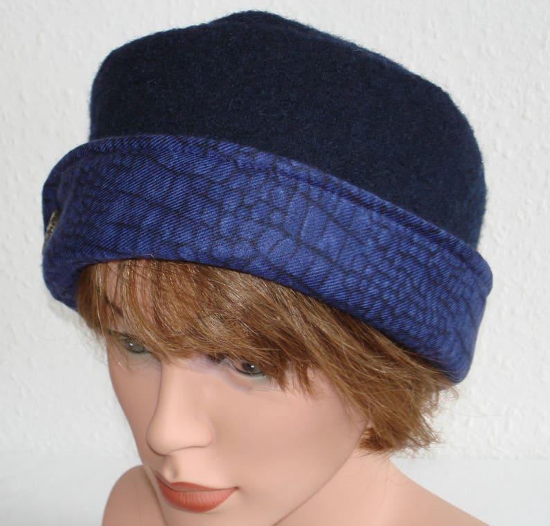 Pillbox Style Hat Pillbox Hat Blue Boiled Wool Wool - Etsy
