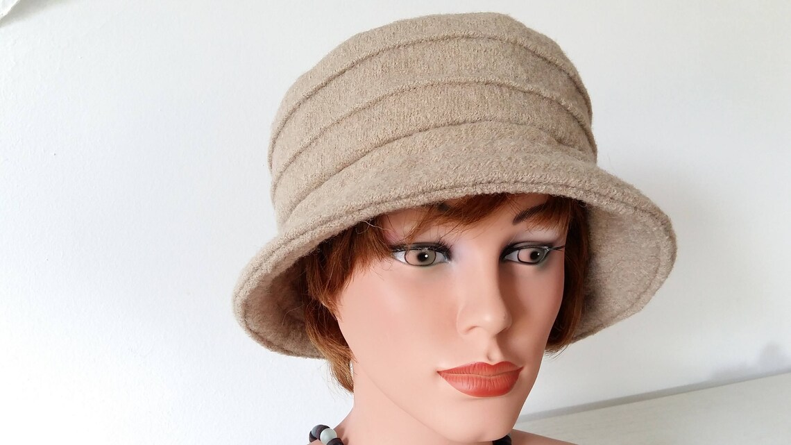 Hat, Bucket Hat, Formal Hat, Cloche, Boiled Wool - Red - Womans Hat ...