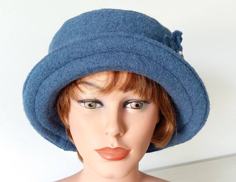 Hut aus Walkstoff Wollhut reine Wolle Krempenhut Winterhut Frauenhut ...
