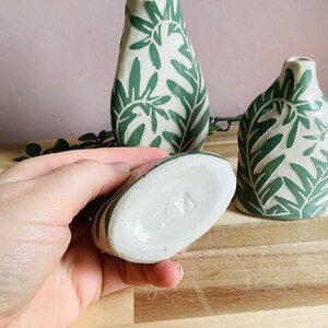 Handmade Stoneware Sgraffito Bud Vases With Fern Leaf Design Small ...