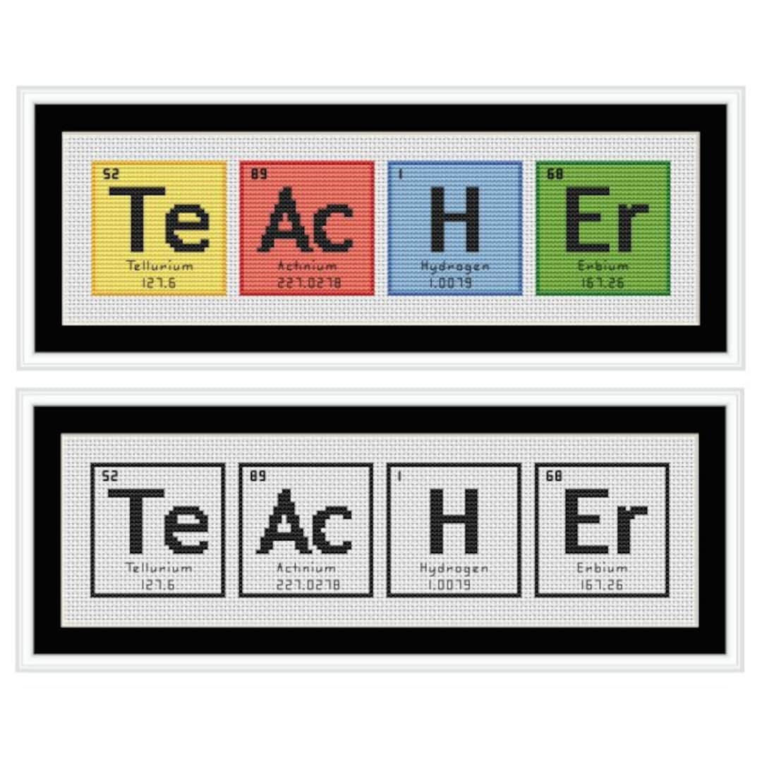 TEACHER Periodic Table Chemical Element Cross Stitch Chart - Etsy
