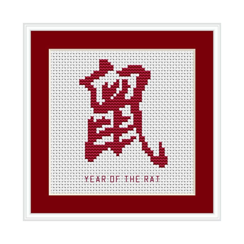 Year of the Rat Chinese Zodiac Cross Stitch Chart - Etsy