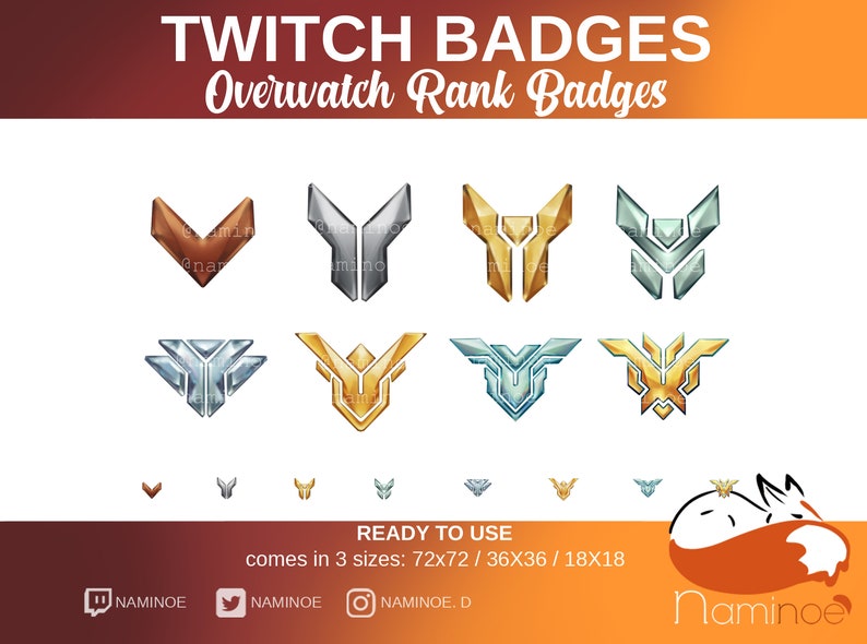 Overwatch Rank Twitch Badges, Ow Twitch Sub Badge, Twitch Bits Badges ...
