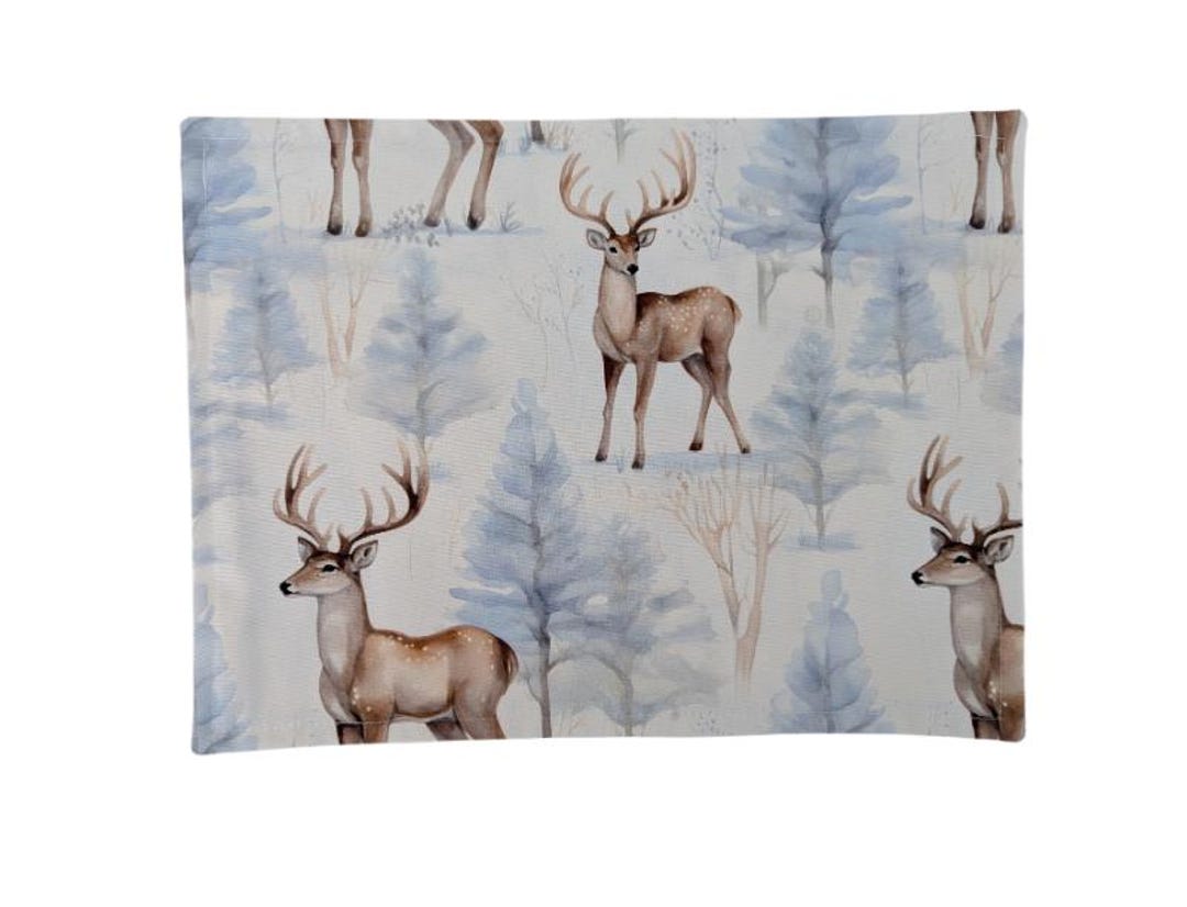 Winter Stag Christmas Trees Woodland Fabric Place Mats Pan Stand - Etsy