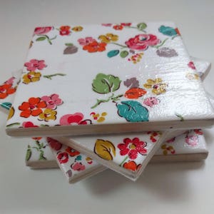 Ceramic Coasters Handcrafted in Cath Kidston Woodland Rose White - Etsy UK