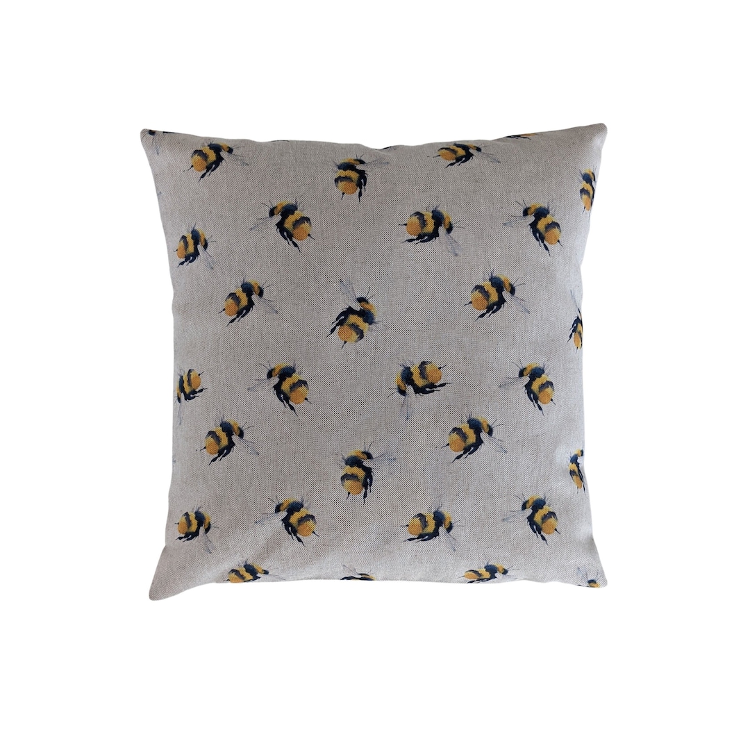Bumble Bee Linen Look Cushion Cover Reversible 14" 16" 18" 20" 22" 24 ...