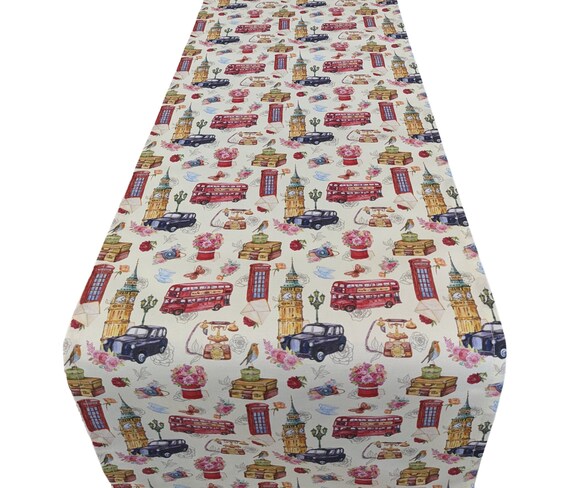 London Icons British Yellow Table Runner 3998 | Etsy
