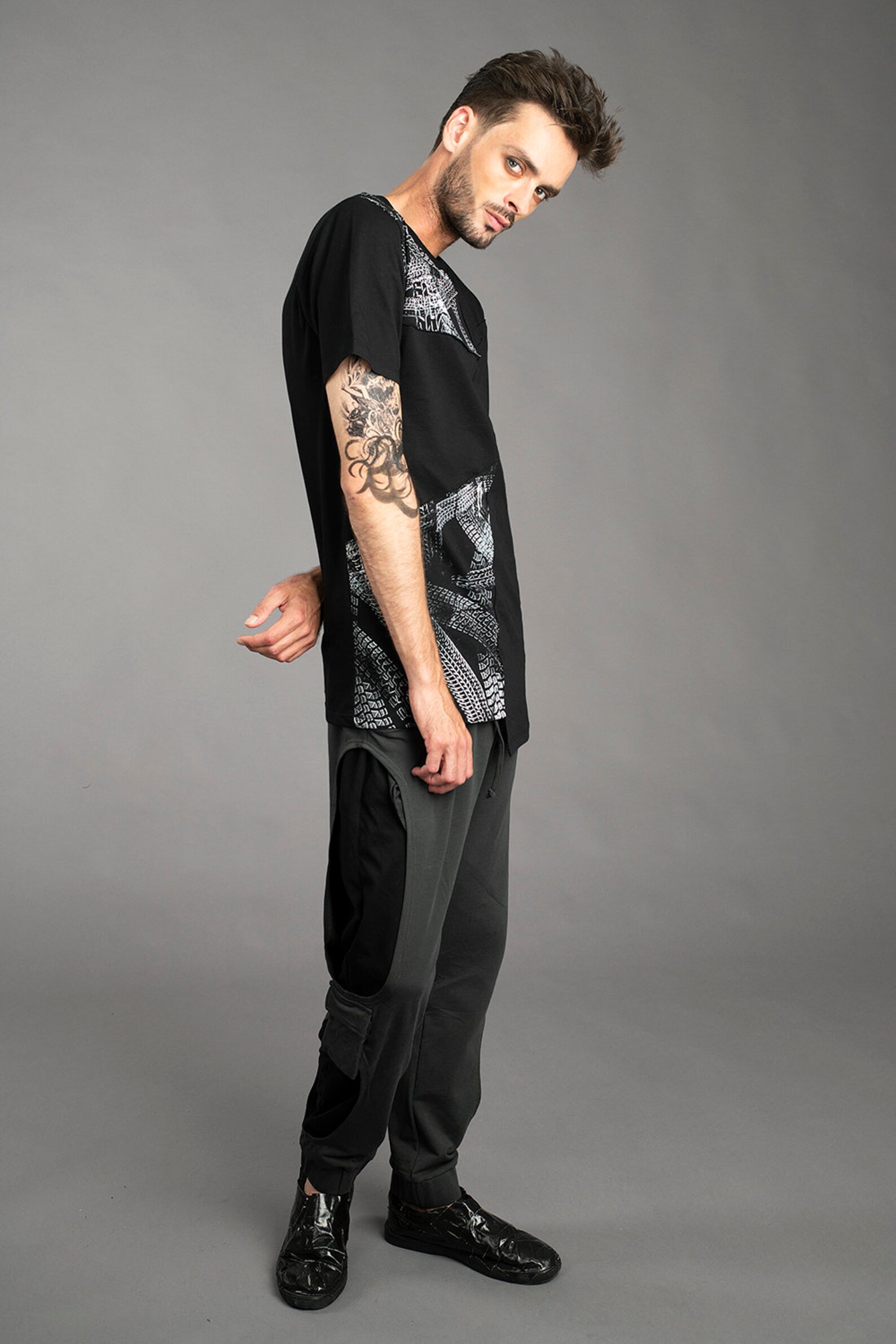 Mens Cyber Punk Patchwork Style Organic Cotton T Shirt in - Etsy