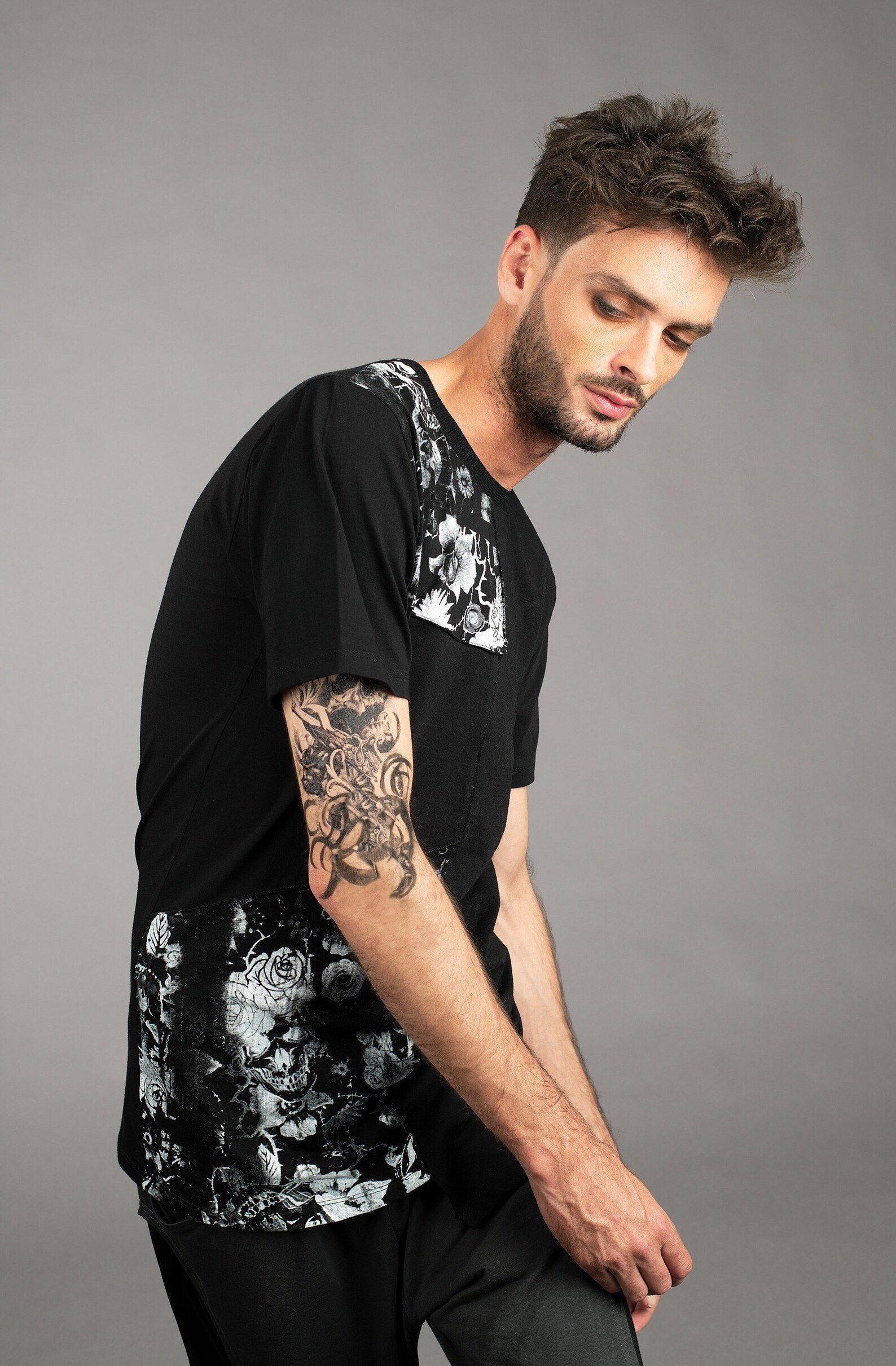 Mens Cyber Punk Patchwork Style Organic Cotton T Shirt in | Etsy