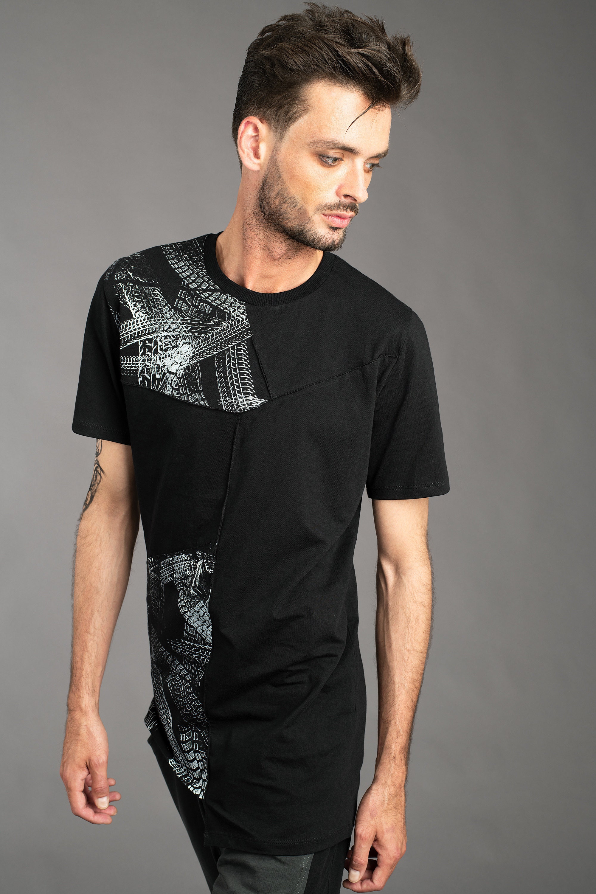 Mens Cyber Punk Patchwork Style Organic Cotton T Shirt in - Etsy