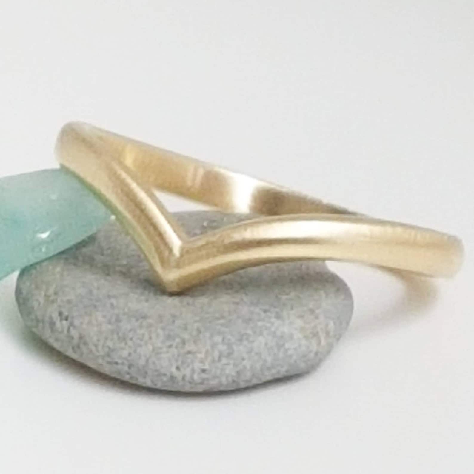 Wishbone Gold Wedding Ring Wedding Ring for Her Stack Able - Etsy