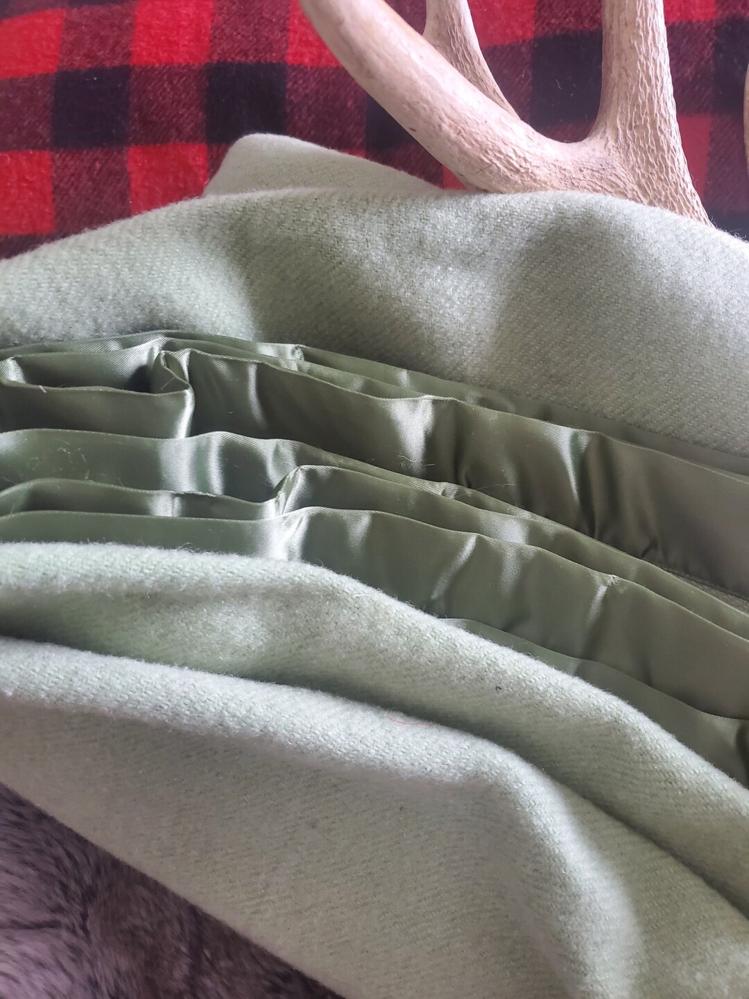 Vintage Large 4 1/2 Point Green Wool Blanket/ Trapper Point Blanket ...