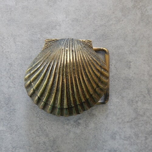 Vintage Solid Brass Scallop Shell Belt Buckle - Etsy