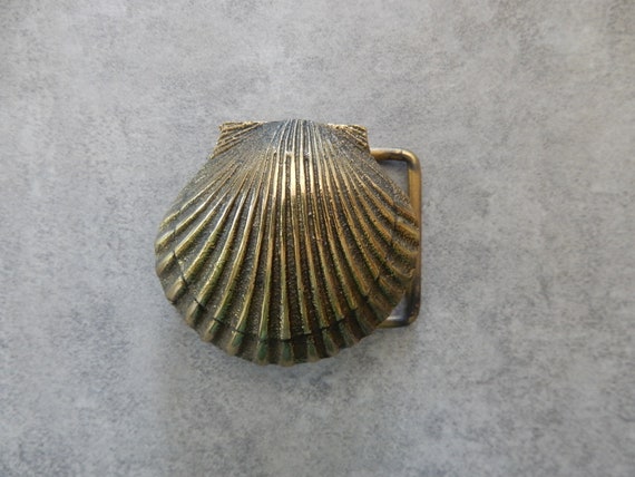 Vintage Solid Brass Scallop Shell Belt Buckle - Etsy