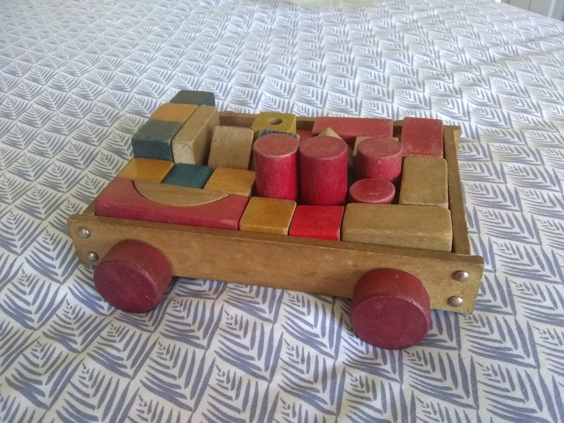 Vintage 1950s children's wooden building blocks and wooden | Etsy