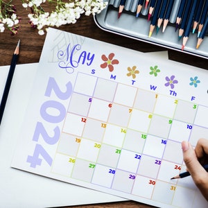 Printable Rainbow Yarn Themed 2024 Calendar in 4 Sizes - A4, A5, Letter ...