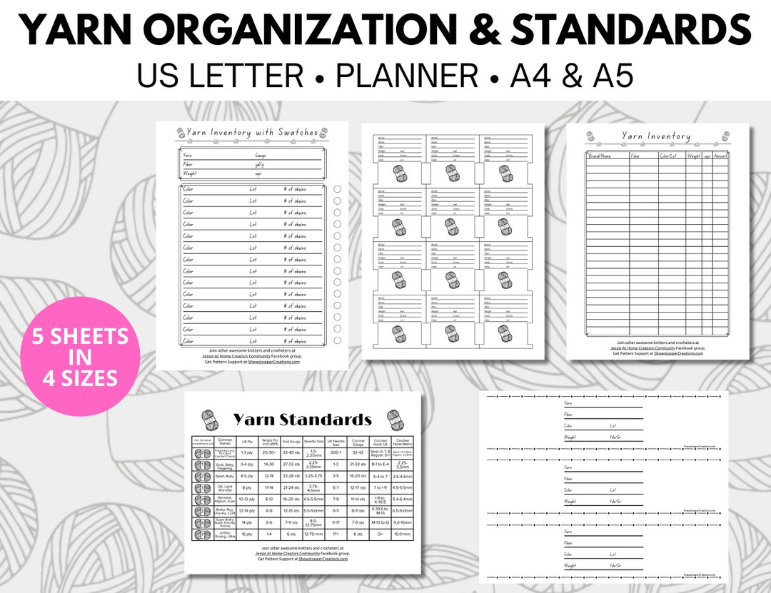 Yarn Organization and Standards Printables in 4 Sizes - A4, A5, Letter ...