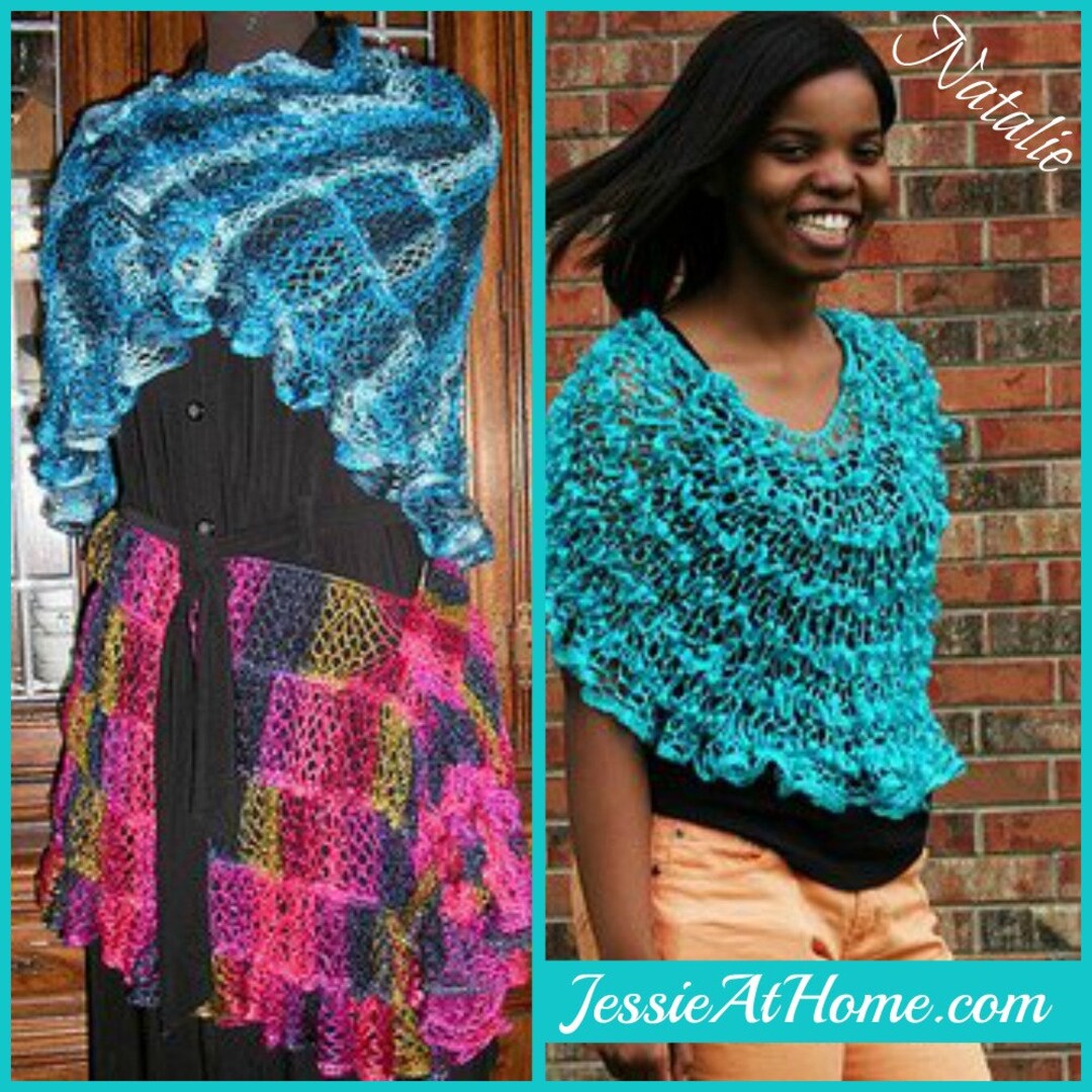 Natalie a Net Yarn Shawl and Wrap Crochet Pattern, Two Patterns in One ...