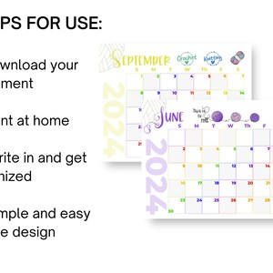 Printable Rainbow Yarn Themed 2024 Calendar in 4 Sizes - A4, A5, Letter ...