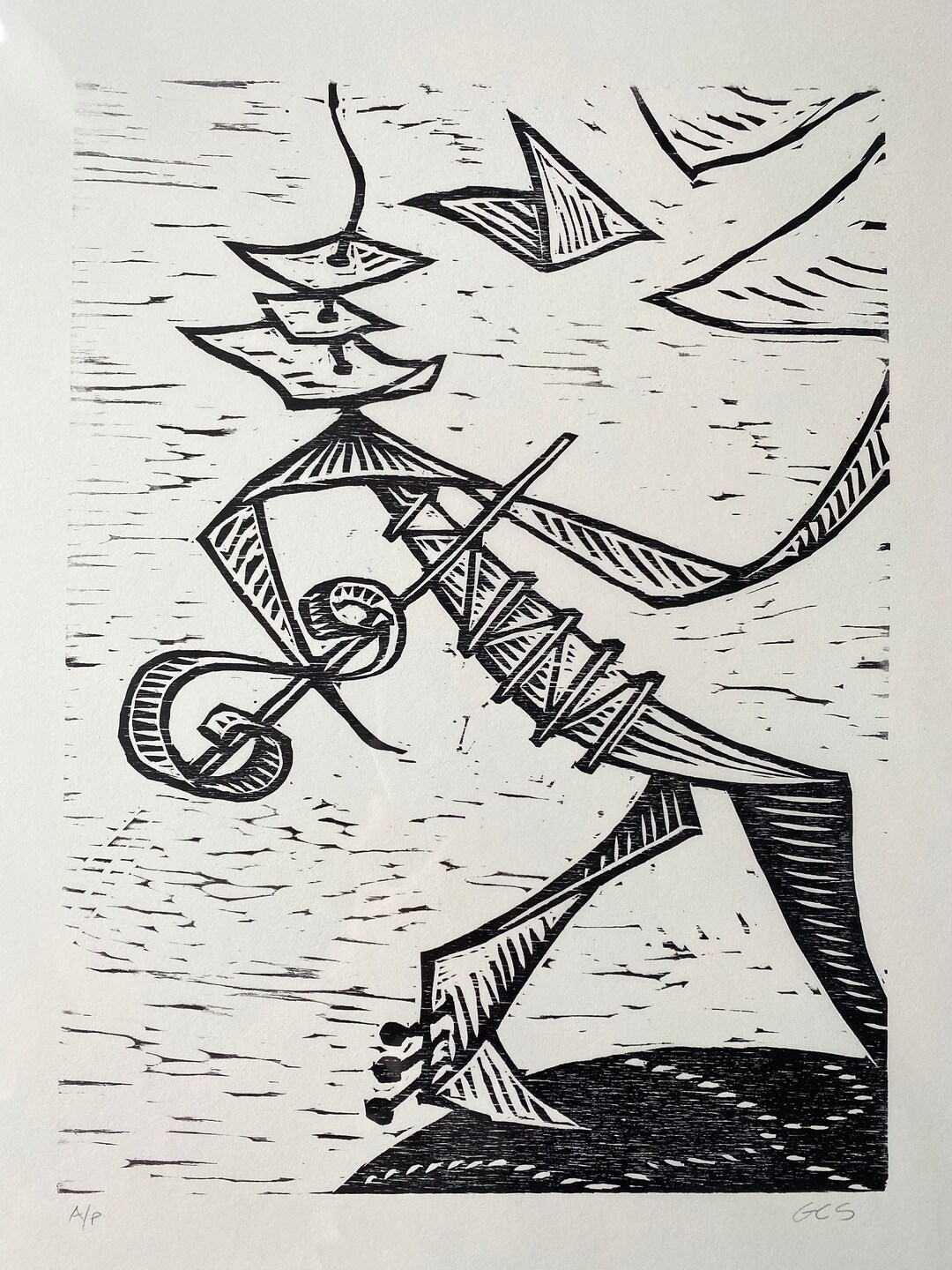 Musician on the Edge. Woodcut Print. - Etsy