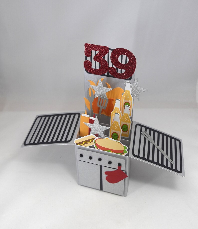 3D BBQ Age Birthday Card, Box Card - Etsy