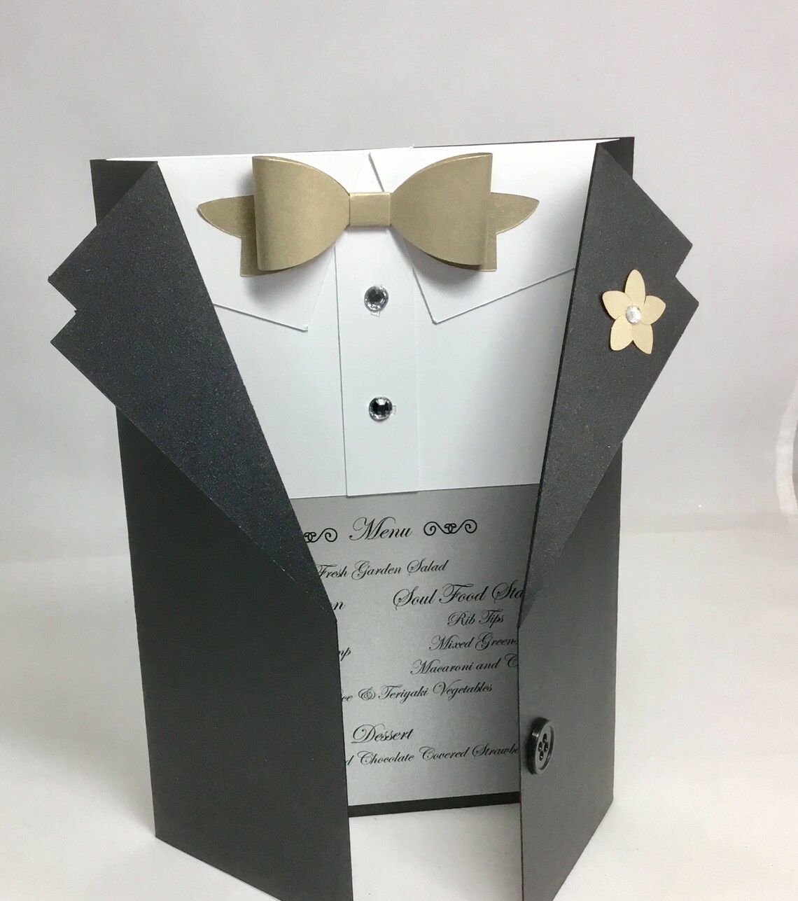 8 Custom Tuxedo Party Invitations With Red or Gold Bowtie | Etsy
