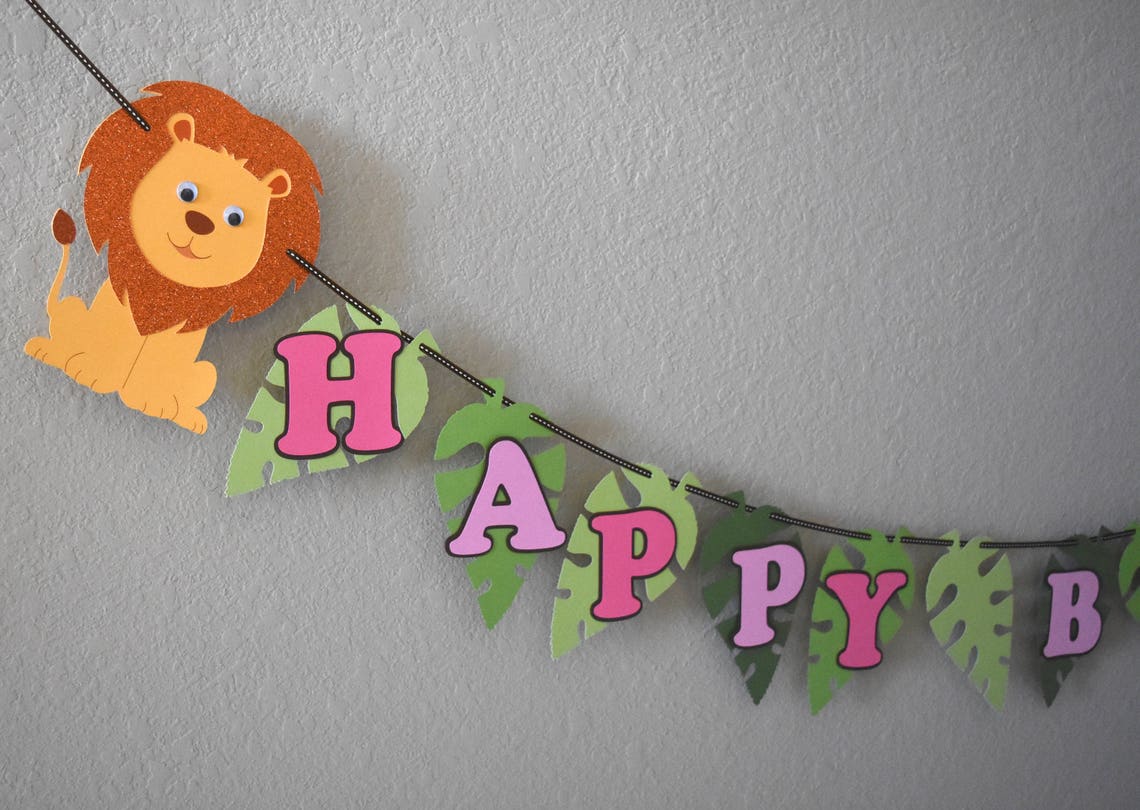 Lion Happy Birthday Banner Name Banner - Etsy Canada