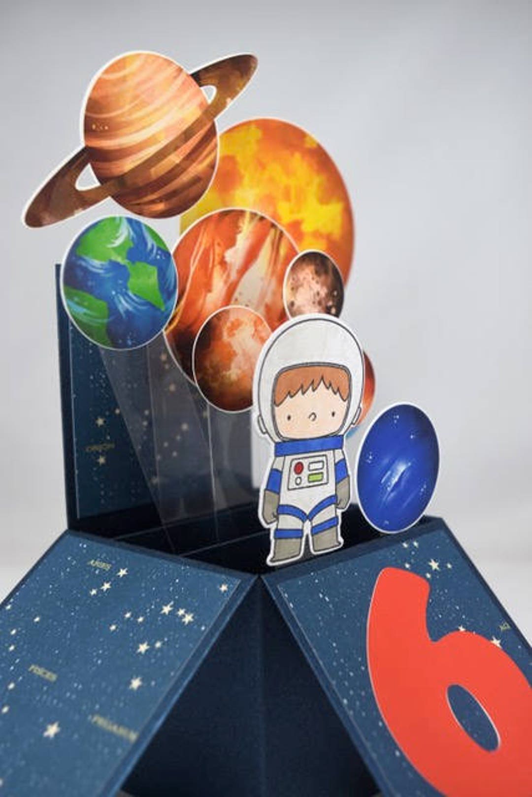 3D Age Space Birthday Card, Box Card With Astronaut and Planets - Etsy