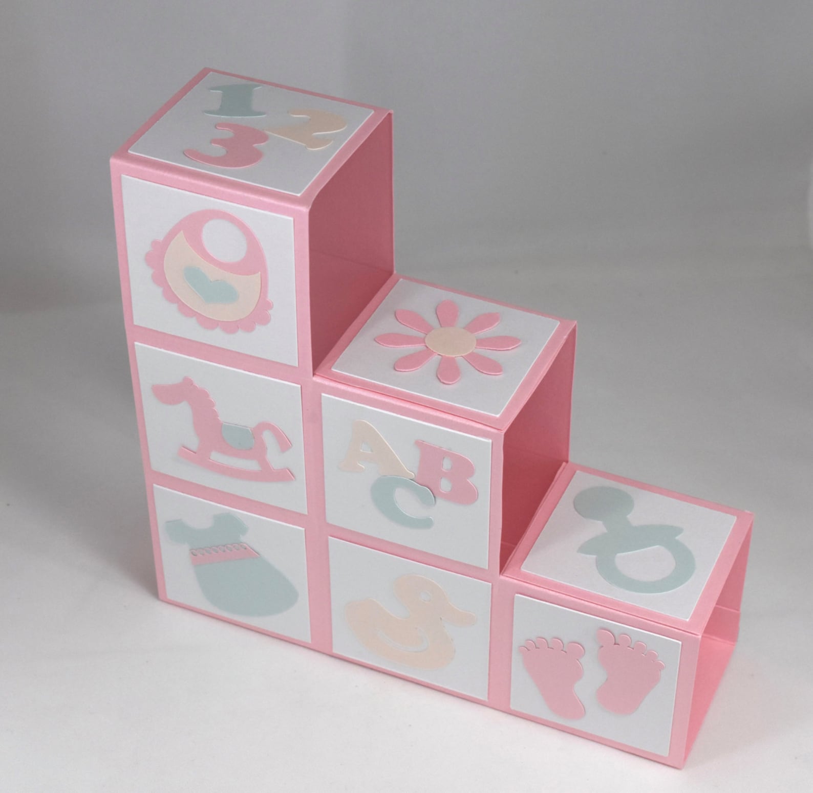 3D Baby Blocks New Baby Congratulations Card in Pink or Mint Green - Etsy