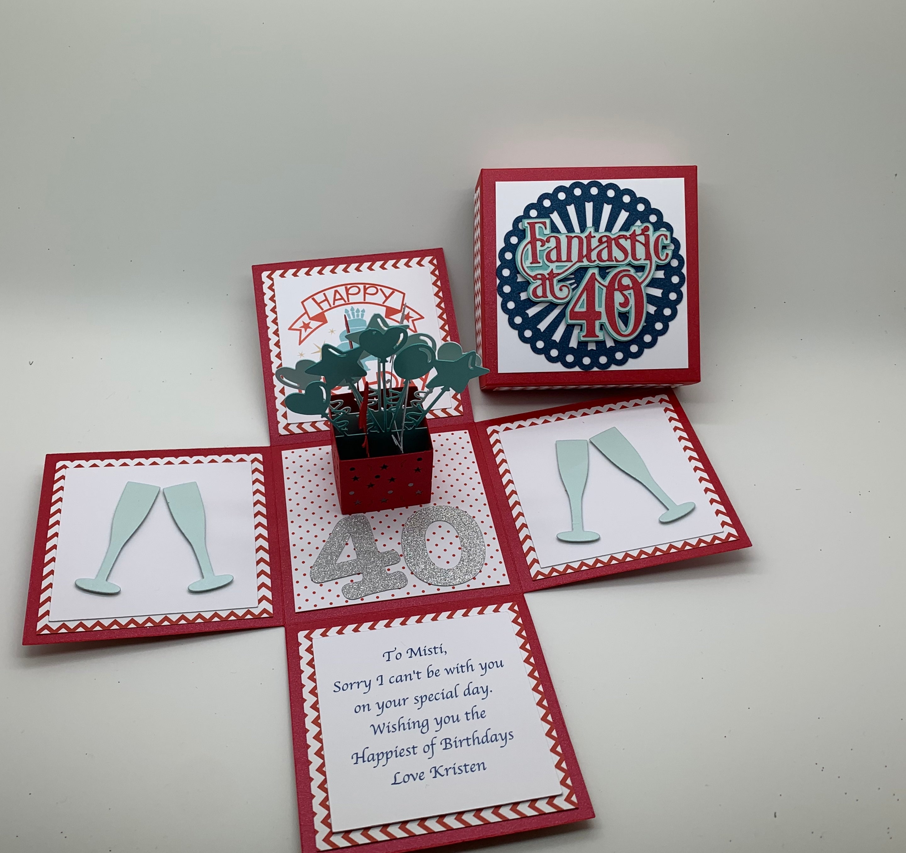 3D Red and White 40th or 50th Birthday Explosion Box - Etsy
