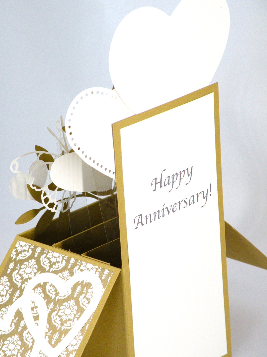 3D Golden Wedding Anniversary Card Box Card With Hearts and - Etsy Hong ...