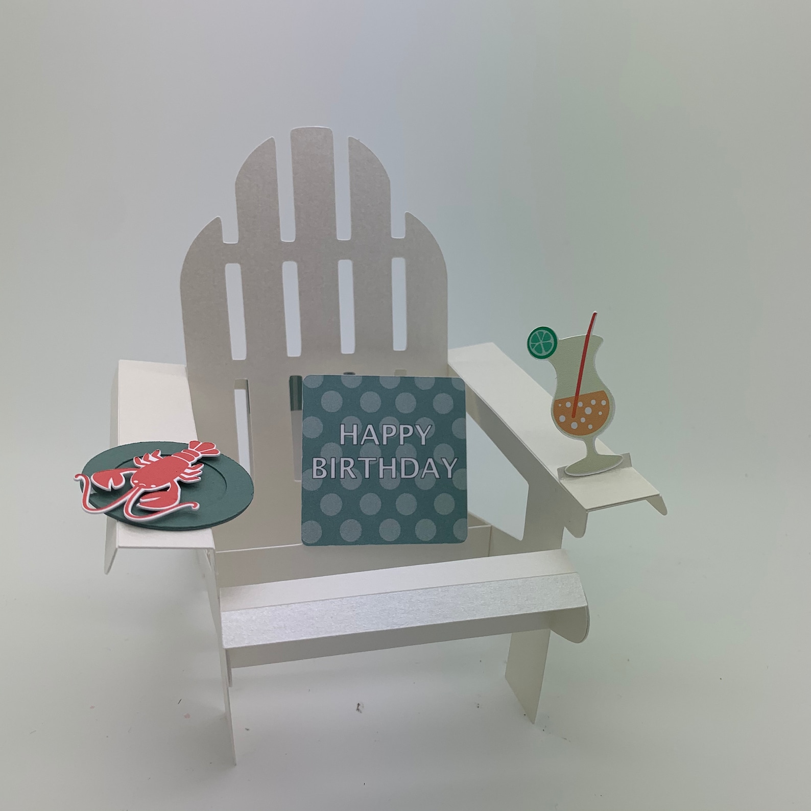 3D Adirondack Chair Birthday Card With Lobster and Cocktail - Etsy