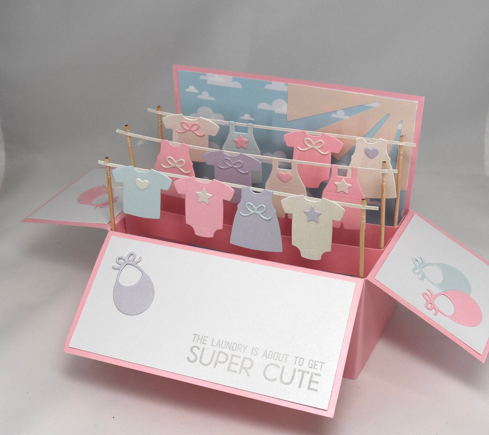 3D New Baby Laundry Card Box Card in Pink and White - Etsy UK