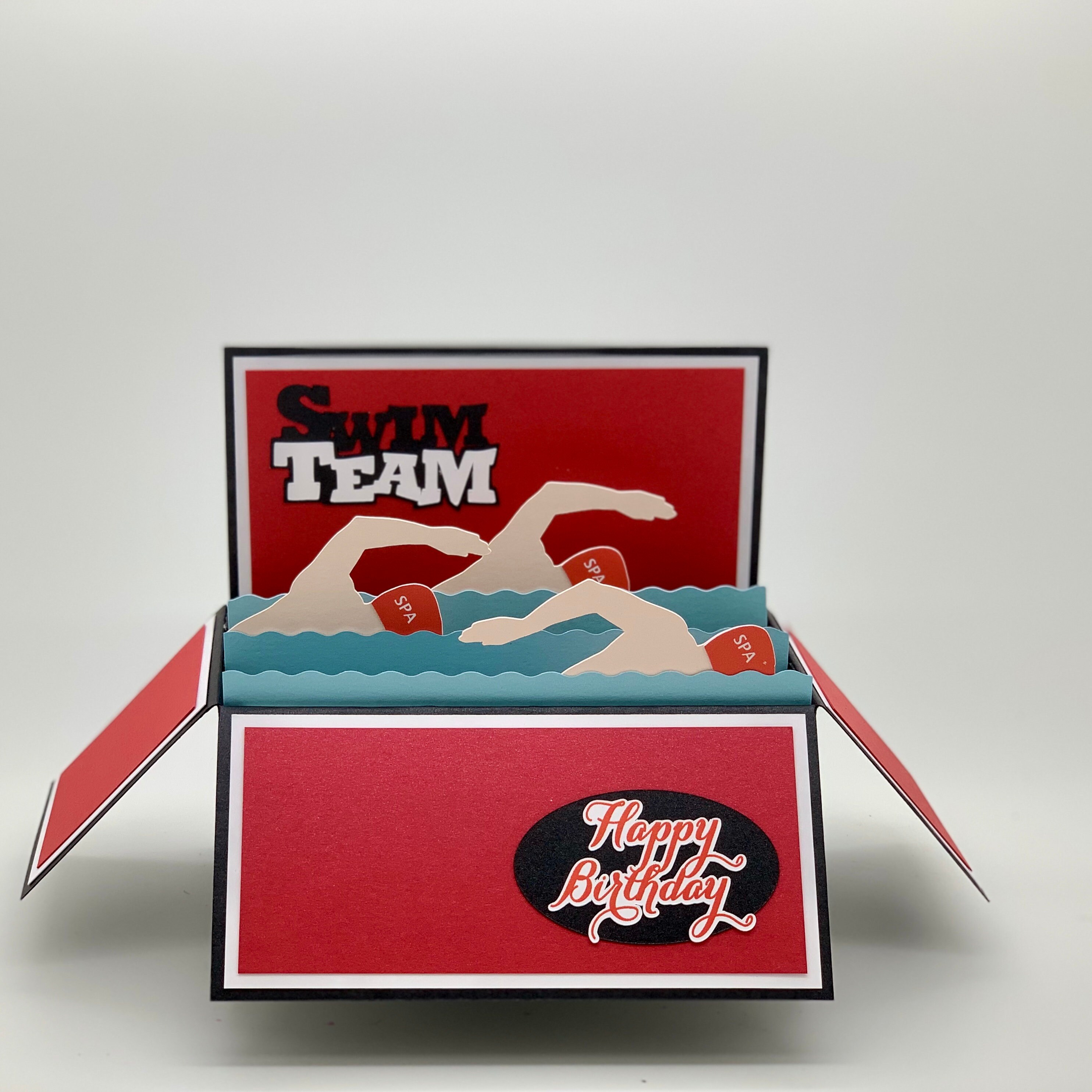 3D Swim Team Birthday Card Box Card - Etsy
