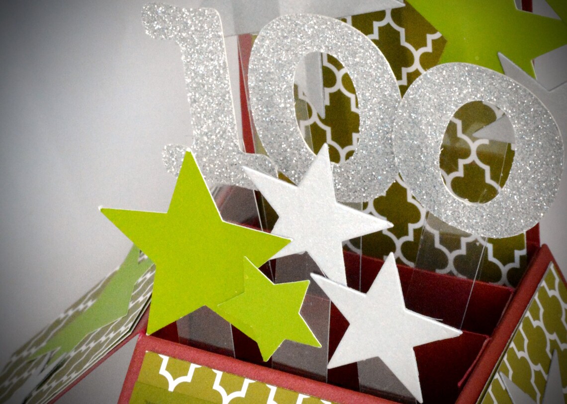 3D Milestone Birthday Card Box Card With Stars in Burgundy - Etsy