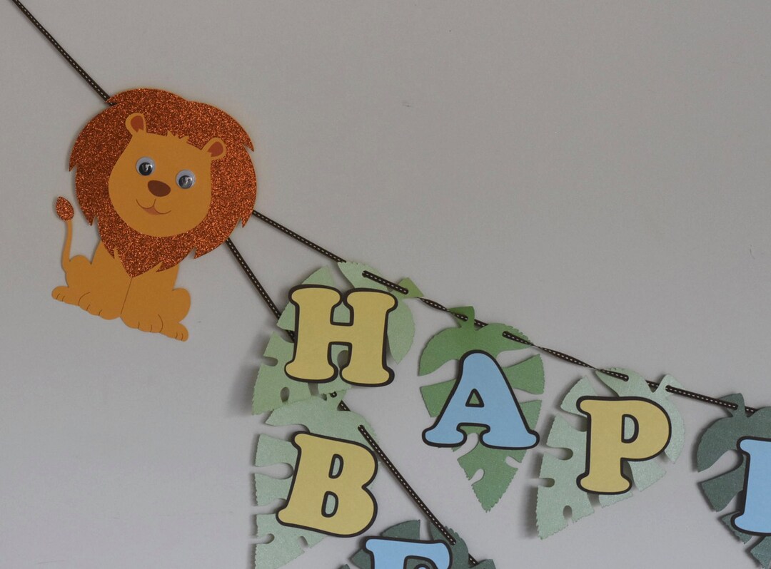 Lion Happy Birthday Banner, Name Banner - Etsy Canada
