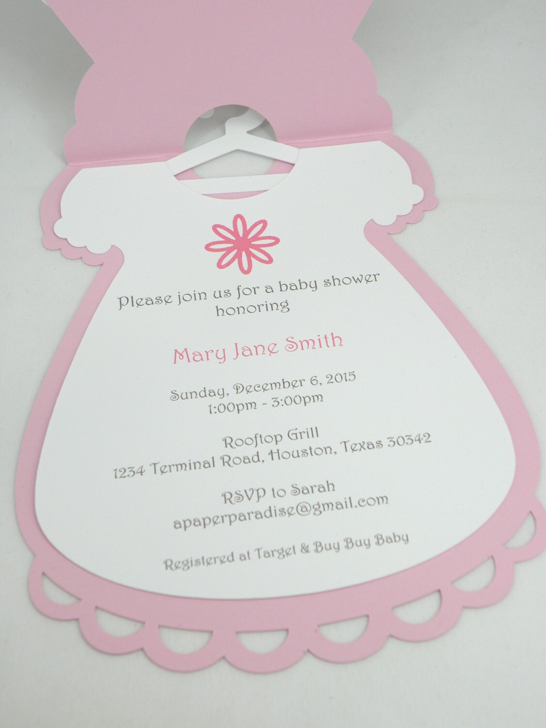 Custom Pink Dress Baby Shower Invitation | Etsy