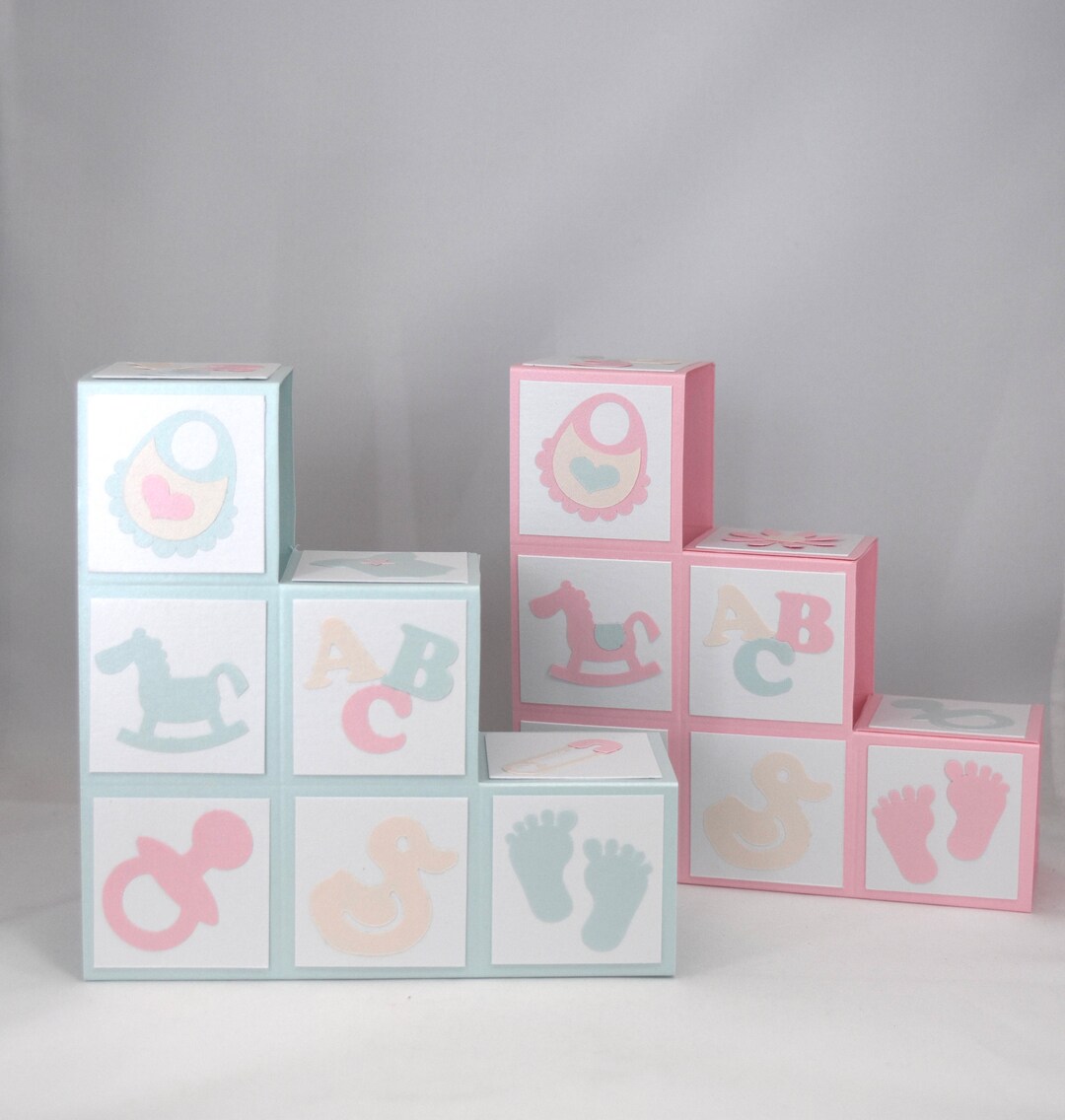 3D Baby Blocks New Baby Congratulations Card in Pink or Mint Green - Etsy