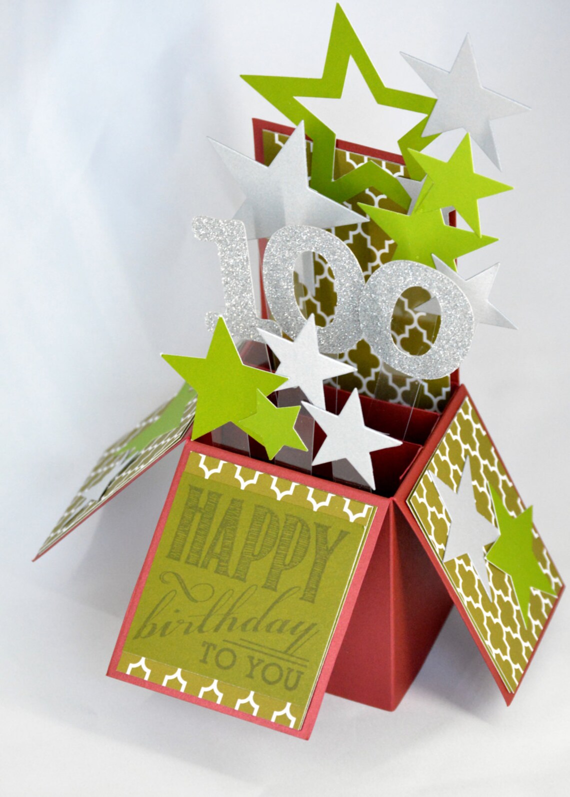 3D Milestone Birthday Card Box Card With Stars in Burgundy - Etsy