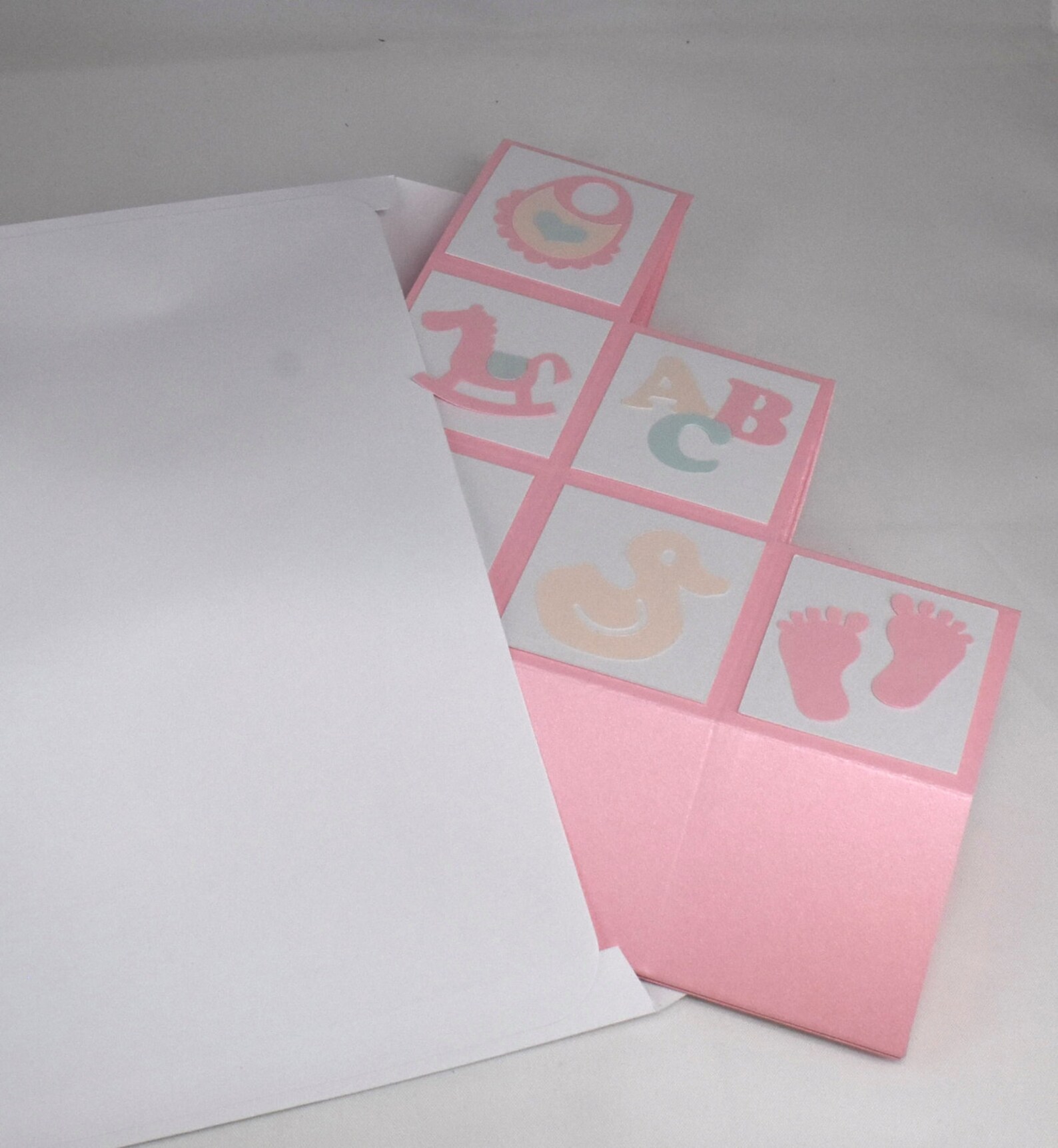 3D Baby Blocks New Baby Congratulations Card in Pink or Mint Green - Etsy
