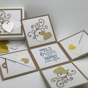 3D Custom Wedding Explosion Box in Kraft, Gold and White - Etsy