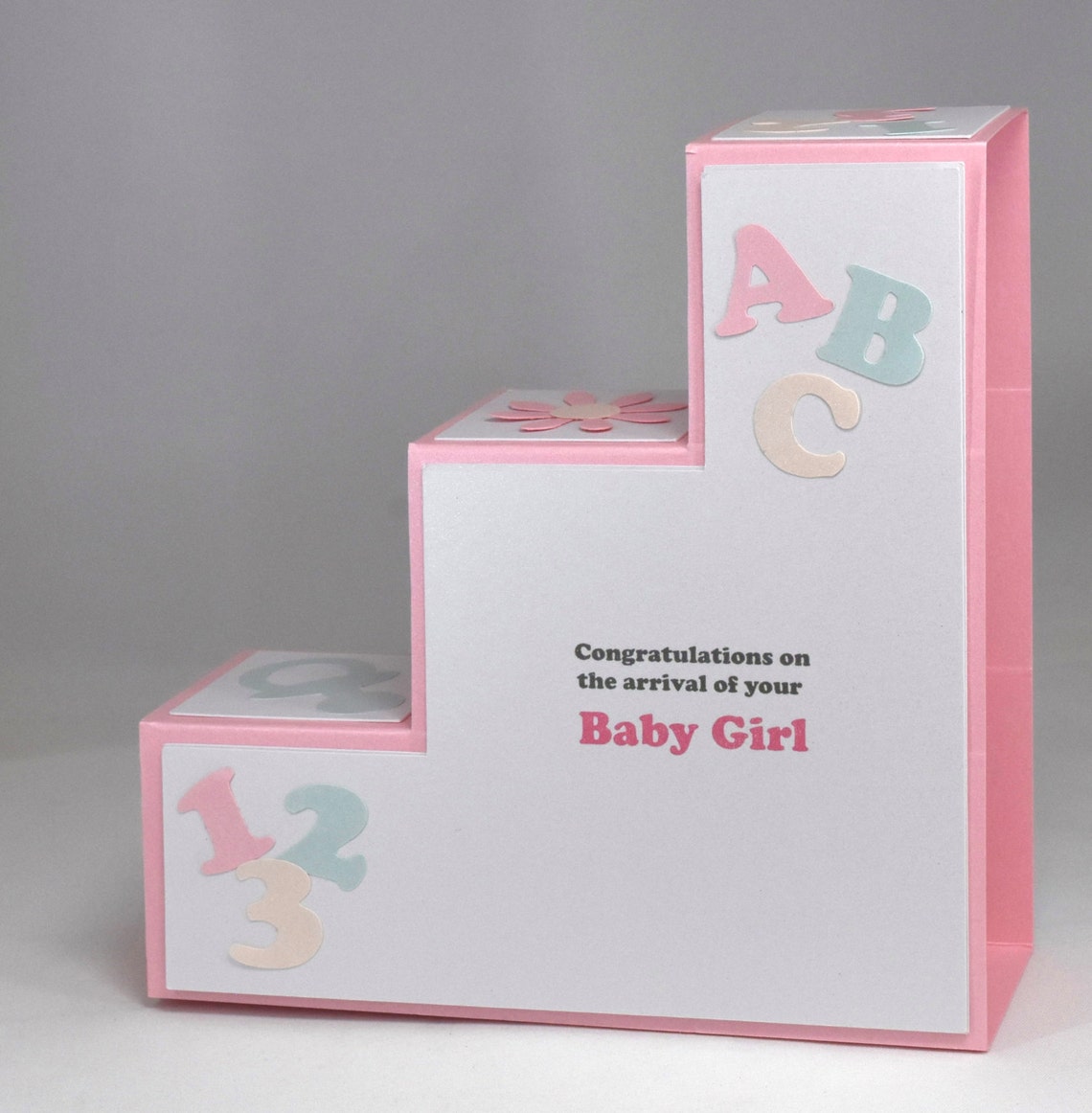 3D Baby Blocks New Baby Congratulations Card in Pink or Mint Green - Etsy