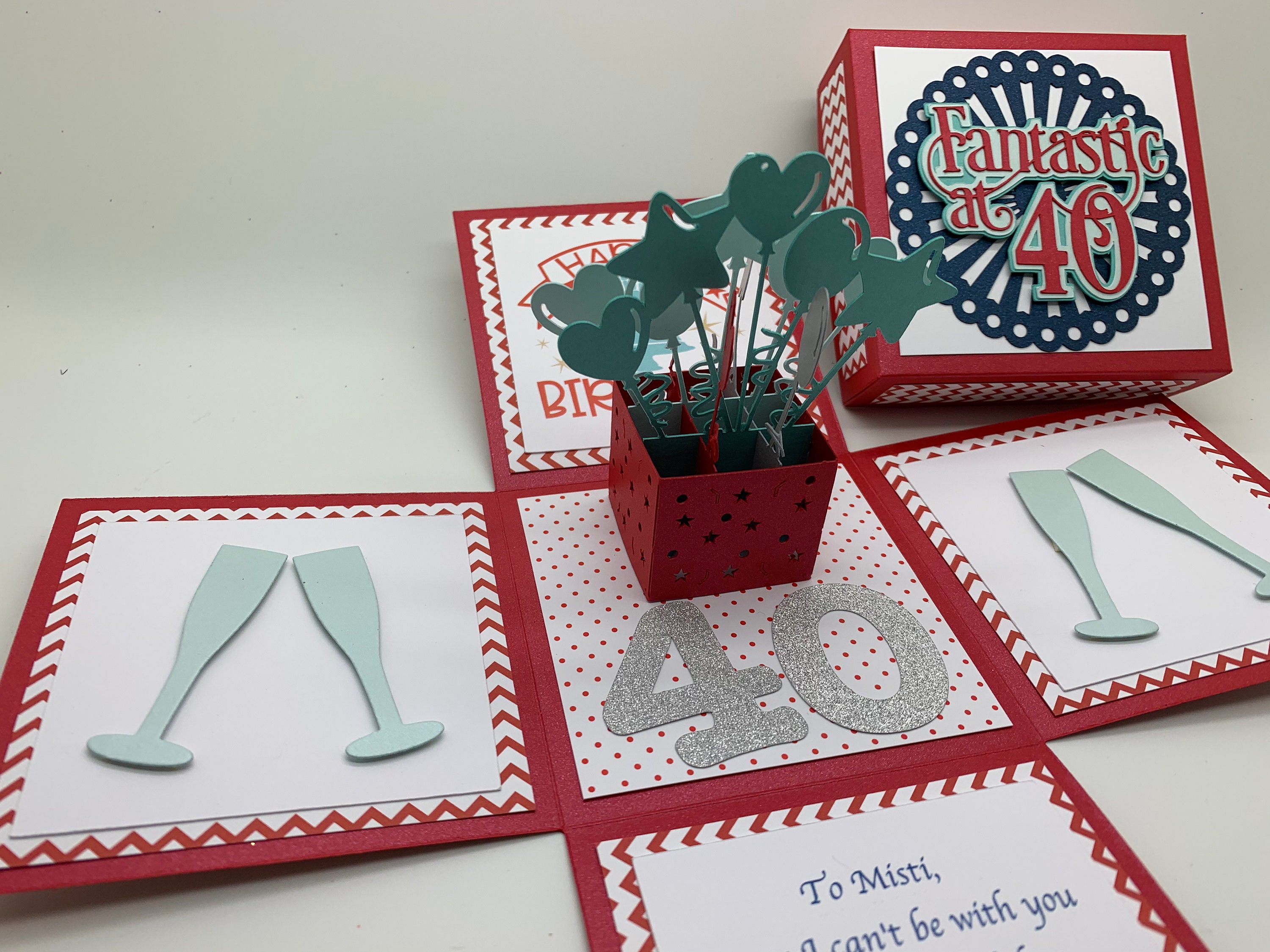 3D Red and White 40th or 50th Birthday Explosion Box - Etsy