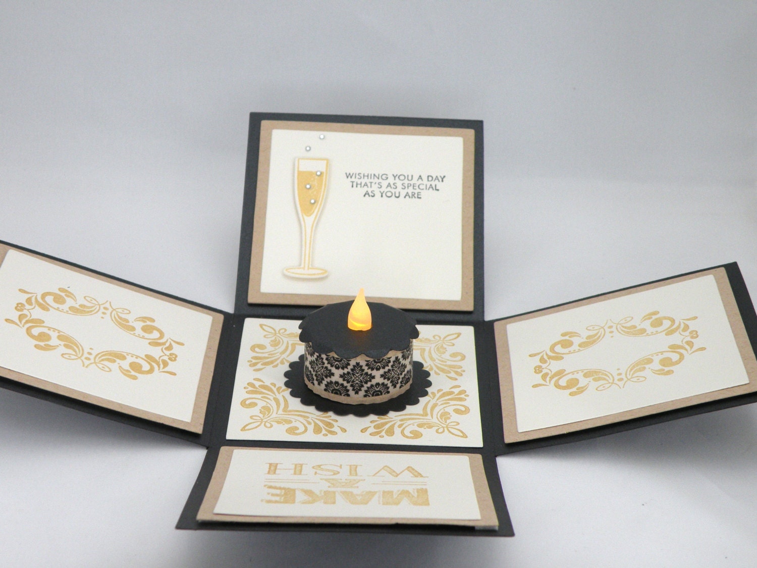 3D Birthday Card, Explosion Box Card With Tea Light and Optional Age ...