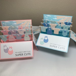 3D New Baby Laundry Card, Box Card in Pink and White - Etsy