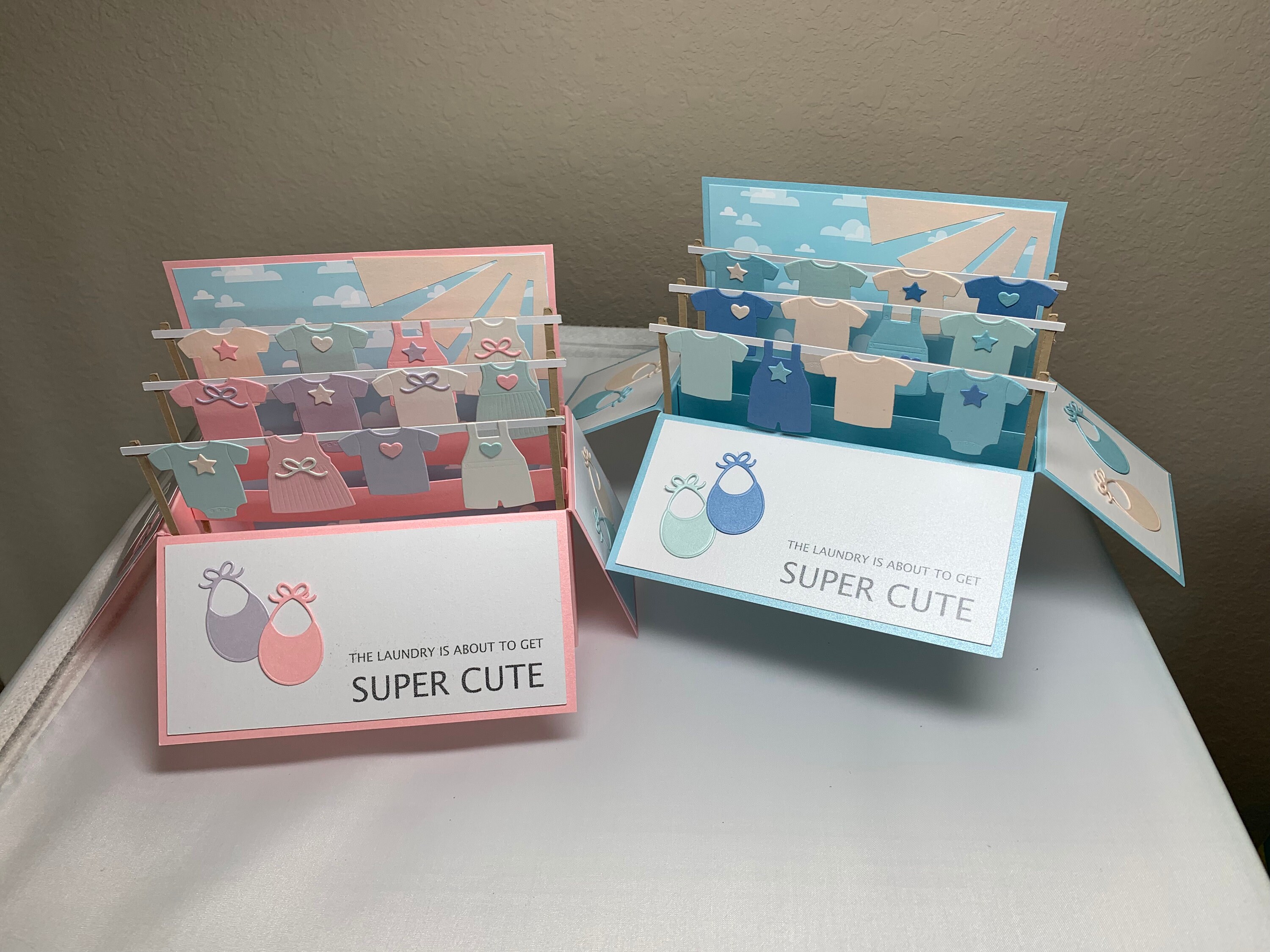 3D New Baby Laundry Card Box Card in Pink and White - Etsy UK