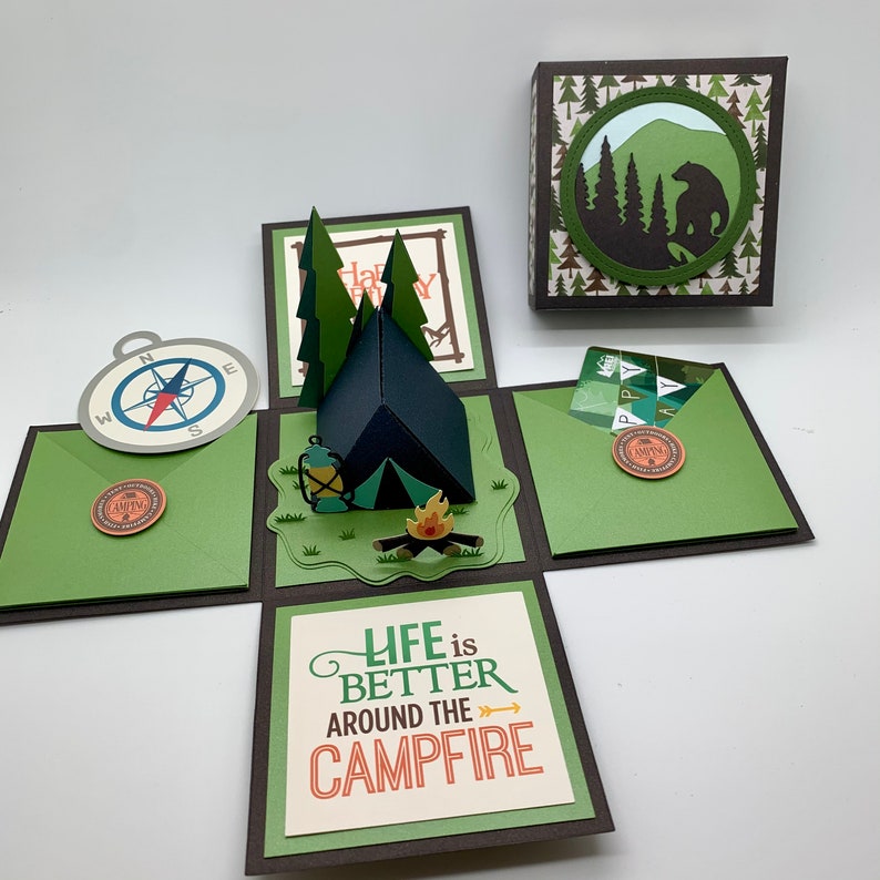 3D Camping Themed Birthday Card With Tent and Campfire - Etsy