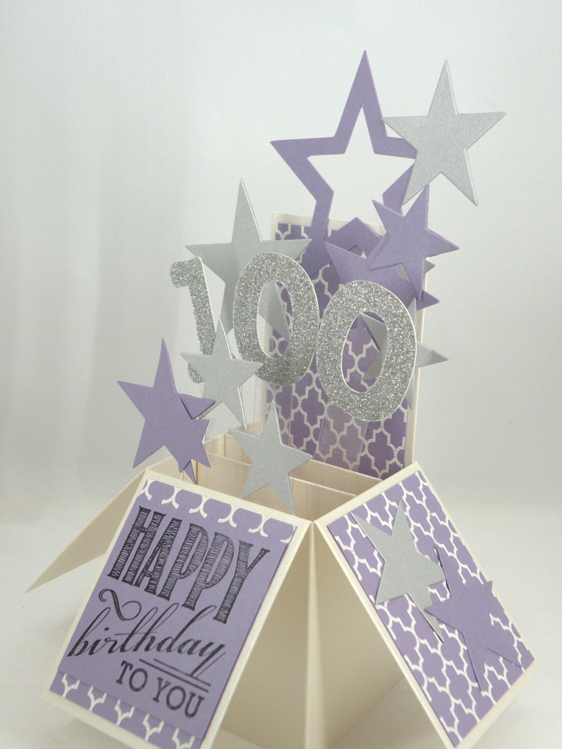 3D Milestone Birthday Card Box Card With Stars in Purple and - Etsy